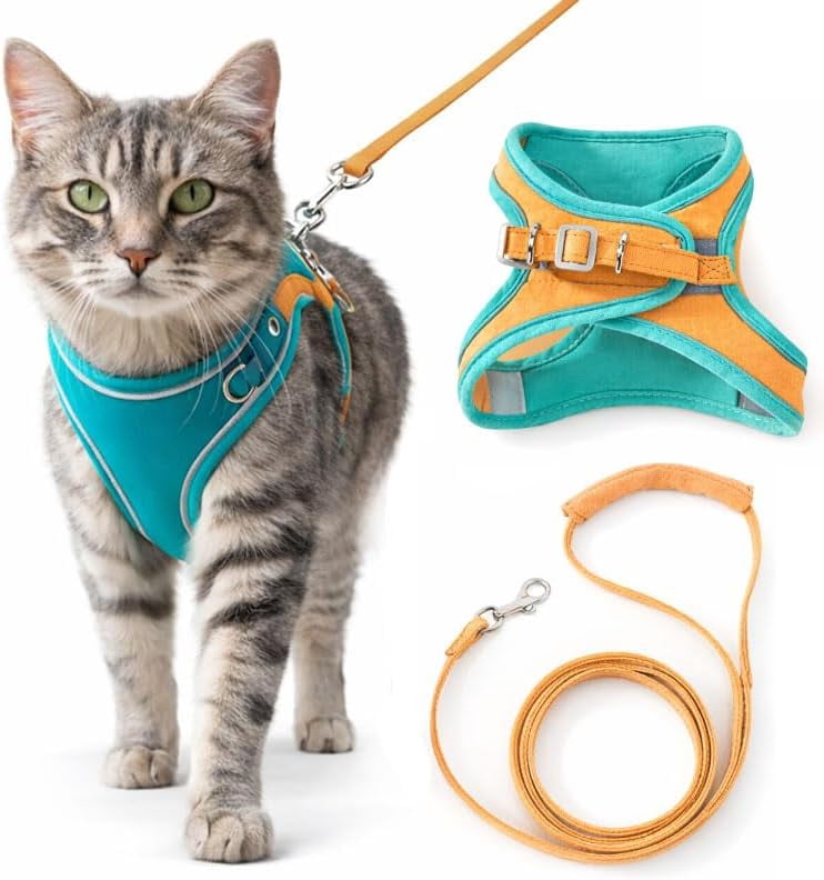 Escape Proof Cat Harness with Leash, Dual-Closure Safe Quick Wear, Soft ...