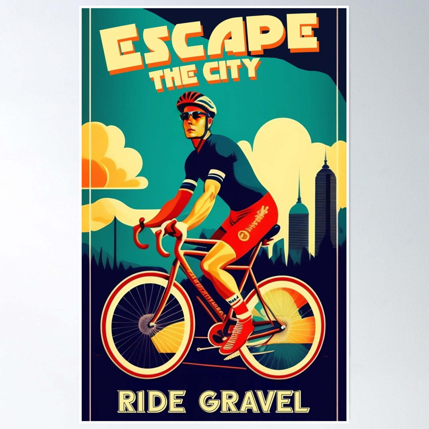 Escape The City Ride Gravel Cycling Poster Wall Art, Modern Wall Decor ...