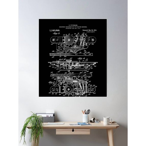 Escapement For Manual Typewriter Poster Wall Art Modern Wall Decor For ...