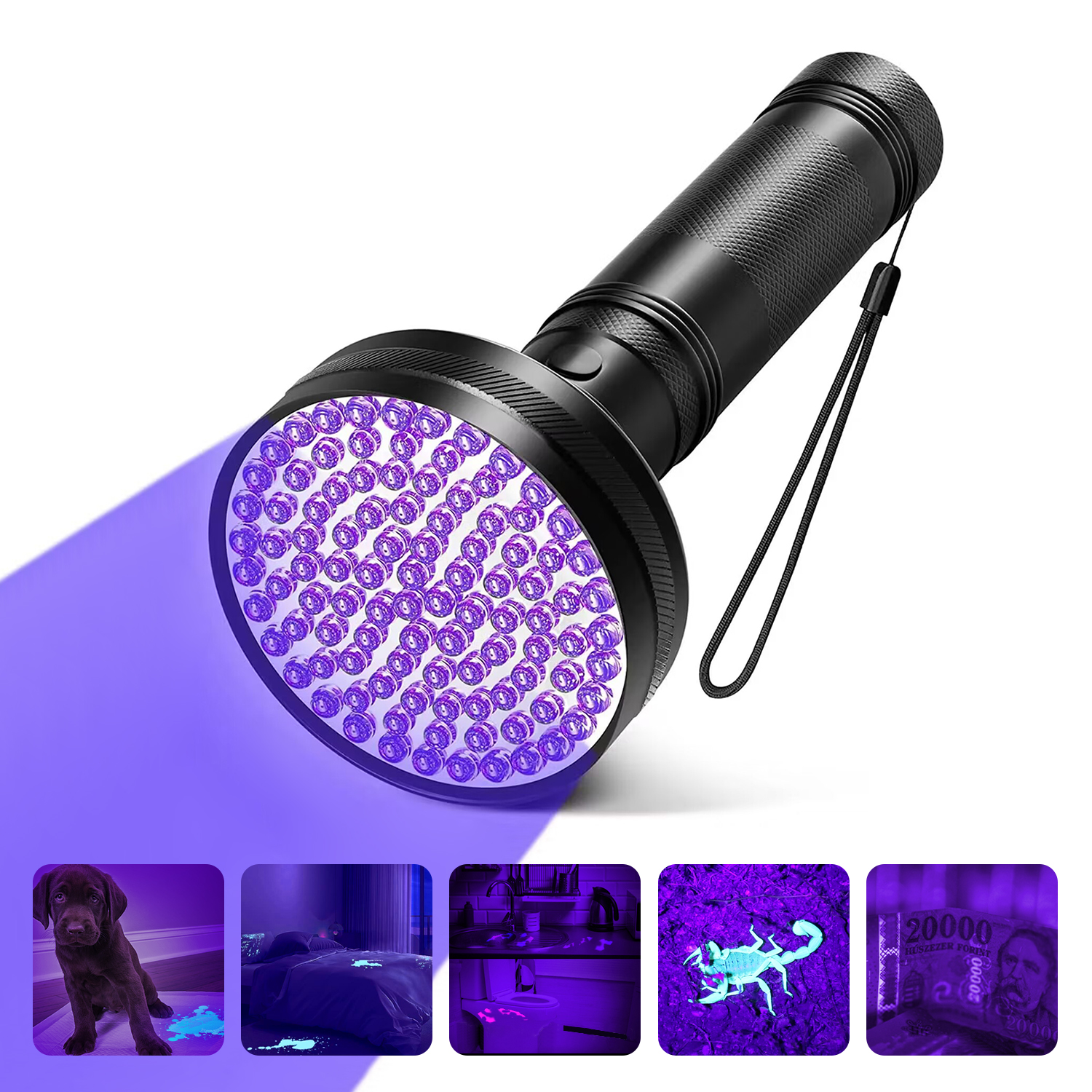 Fridja Handheld UV Ultra Violet LED Flashlight, Battery Powered 395 nM ...