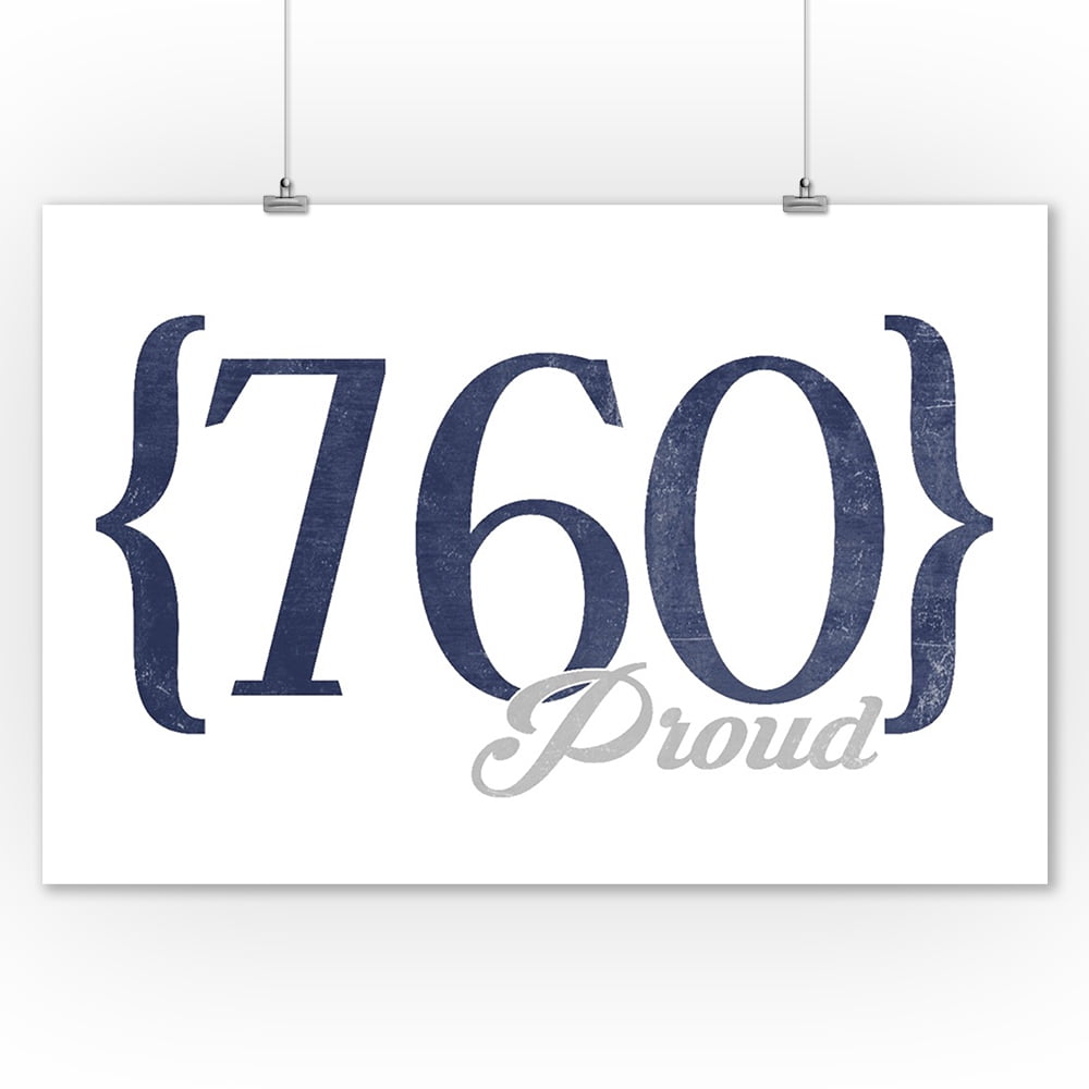 Escondido, California - 760 Area Code (Blue) - Lantern Press Artwork ...