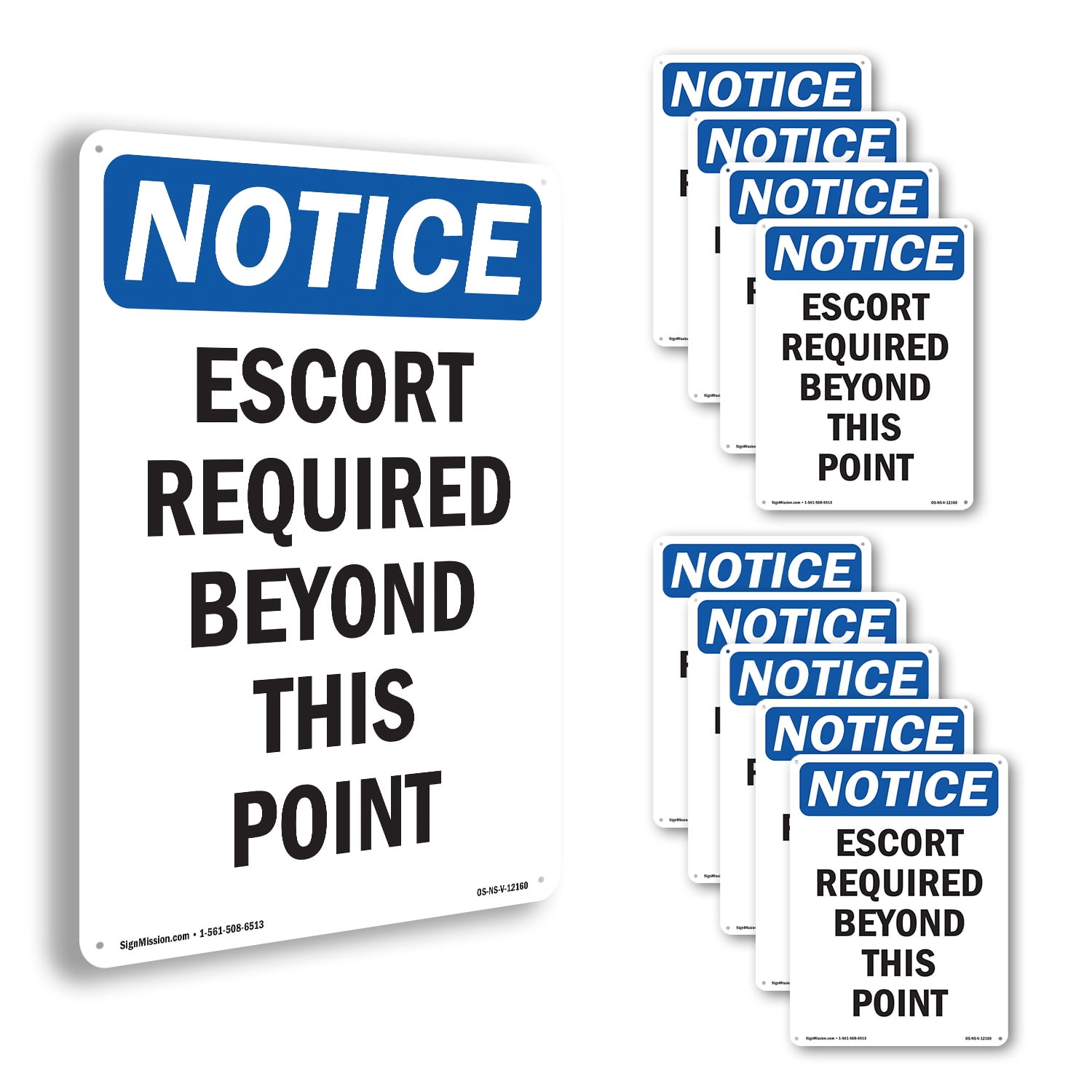Escort Required Beyond This Point OSHA Notice Aluminum Sign 10 Inch x 7 ...