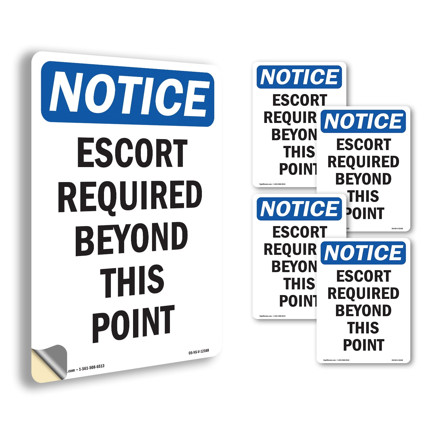 Escort Required Beyond This Point OSHA Notice Vinyl Decal Label 10 Inch ...