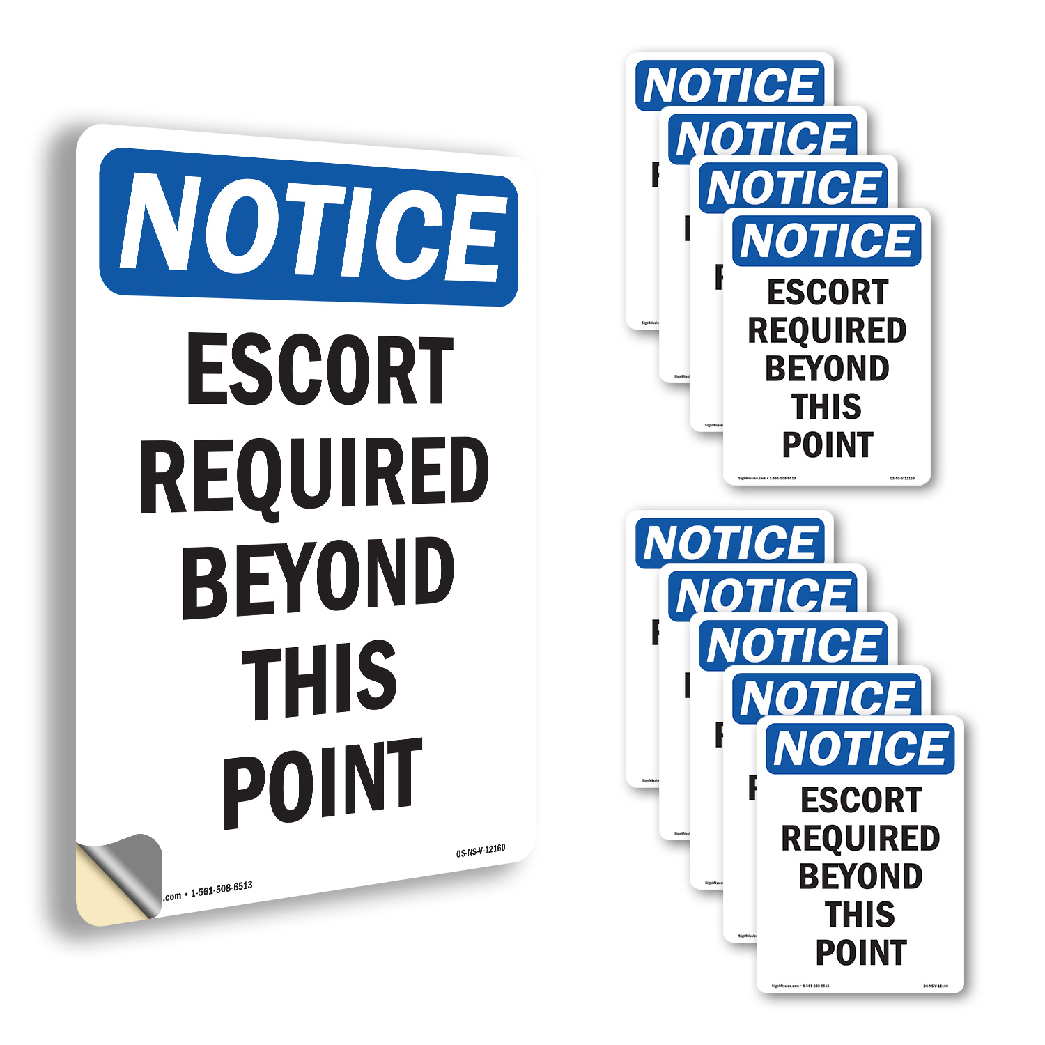Escort Required Beyond This Point OSHA Notice Vinyl Decal Label 18 Inch ...