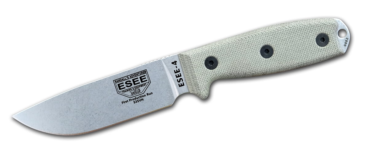 ESEE Knives ESEE-4 Fixed Blade Knife 4.5" Drop Point CPM S35VN ...