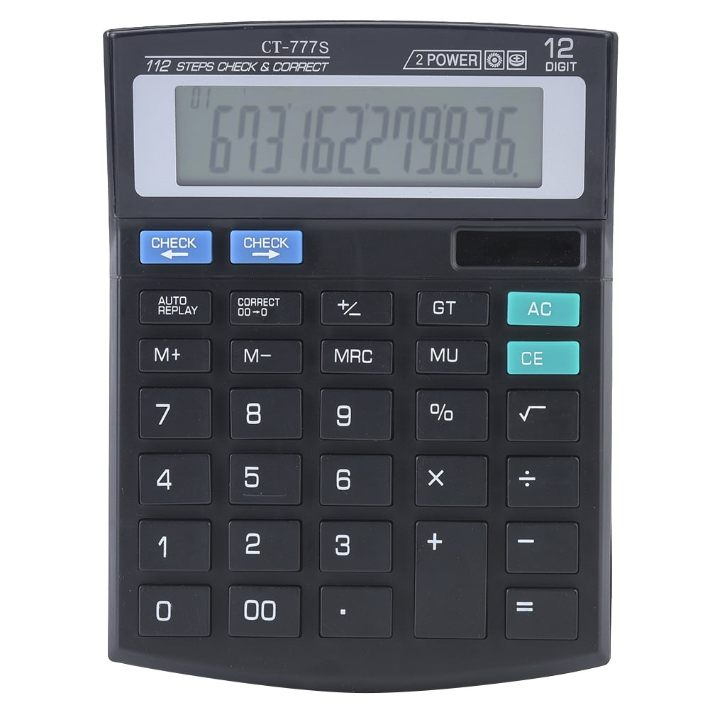 EseeAier 12-Digit Large Screen Calculator Battery Solar Dual Power ...
