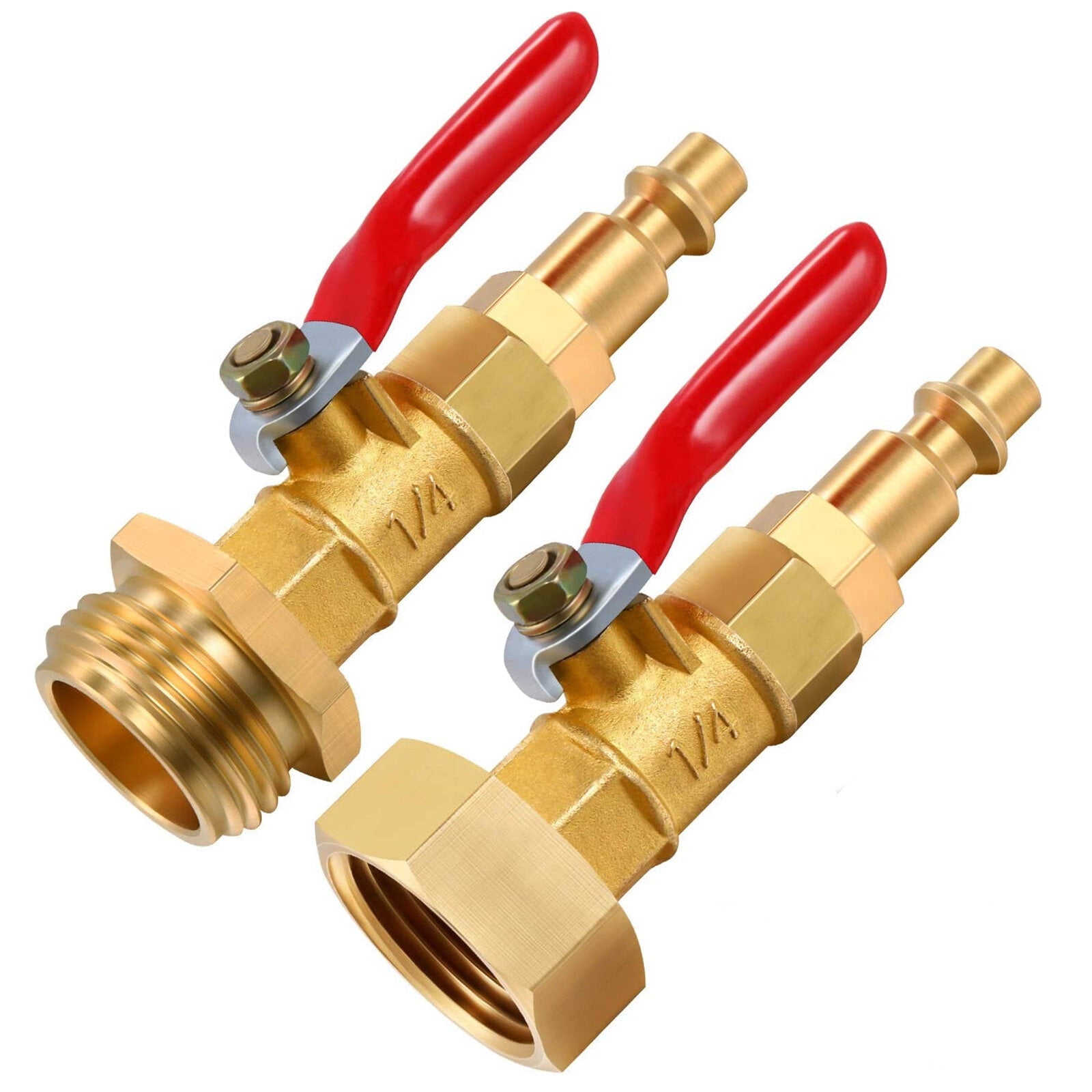 EseeAier 2 Brass Quick Adapters with Ball Valve 0.64cm Male Quick ...