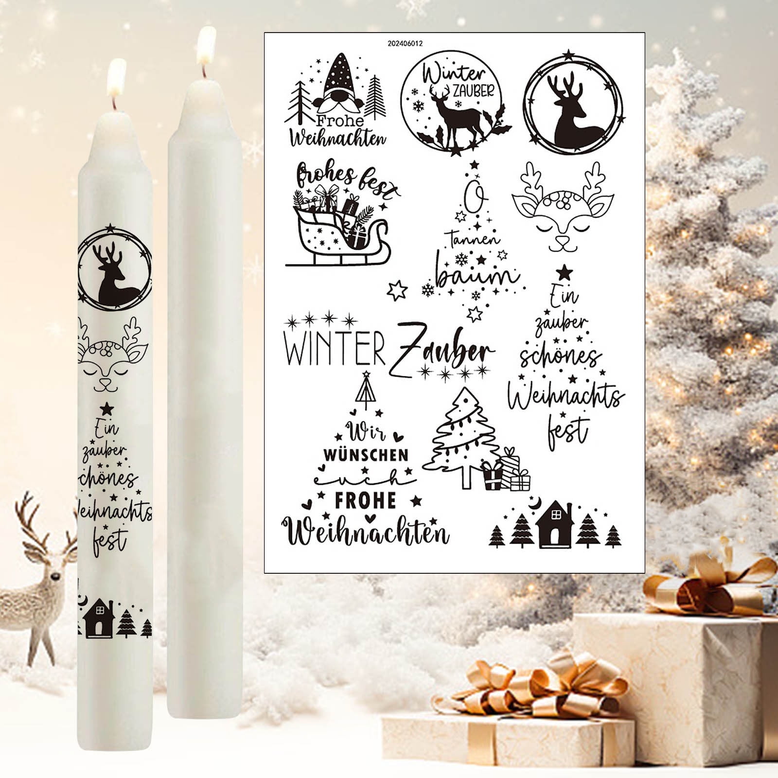 EseeAier Bright White Christmas Lights Christmas Candle Snowman Water ...