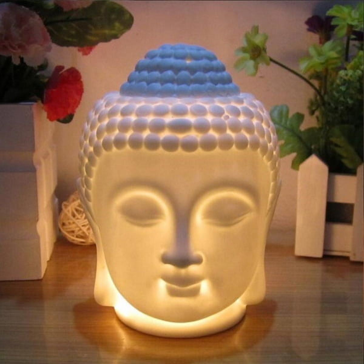 EseeAier Buddha Head Ceramic Aromatherapy Oil Burner Essential Oil Diffuser Tealight Candle ...