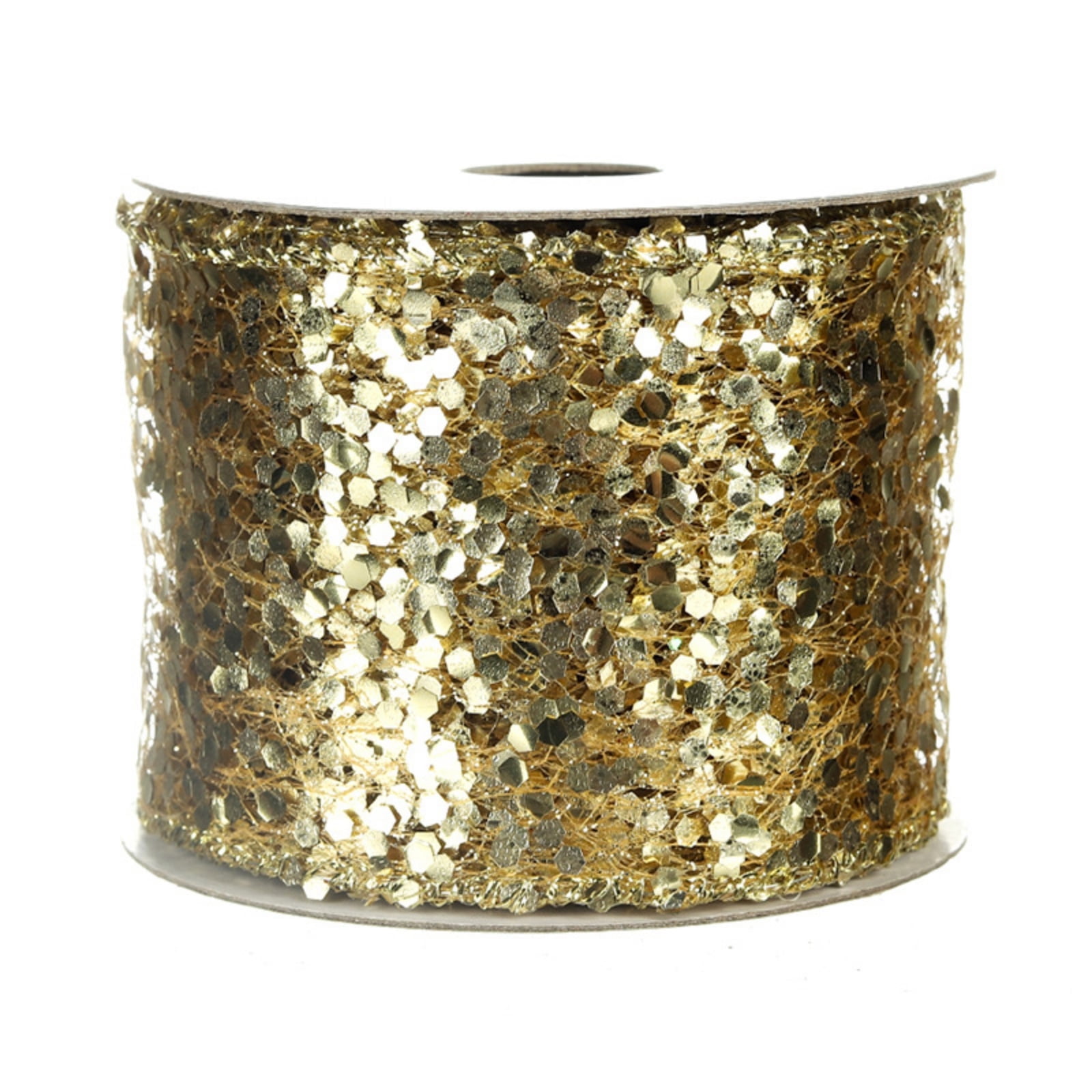 EseeAierGold Glitter Wired Ribbon Web Mesh Ribbon Wired Metallic ...