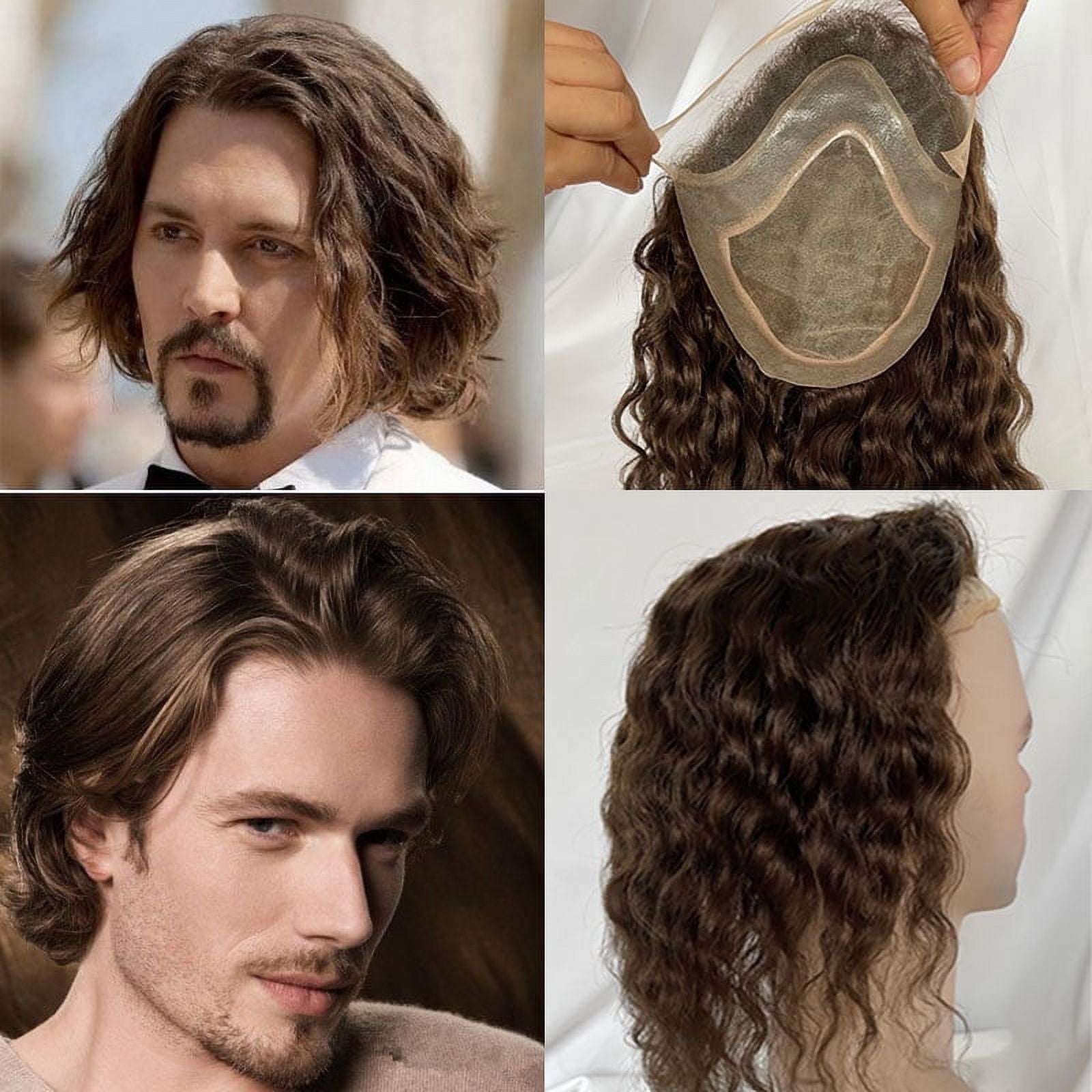 Eseewigs Toupee For Men Long Hair Men's Wigs 12inch Human Hair Wigs For ...