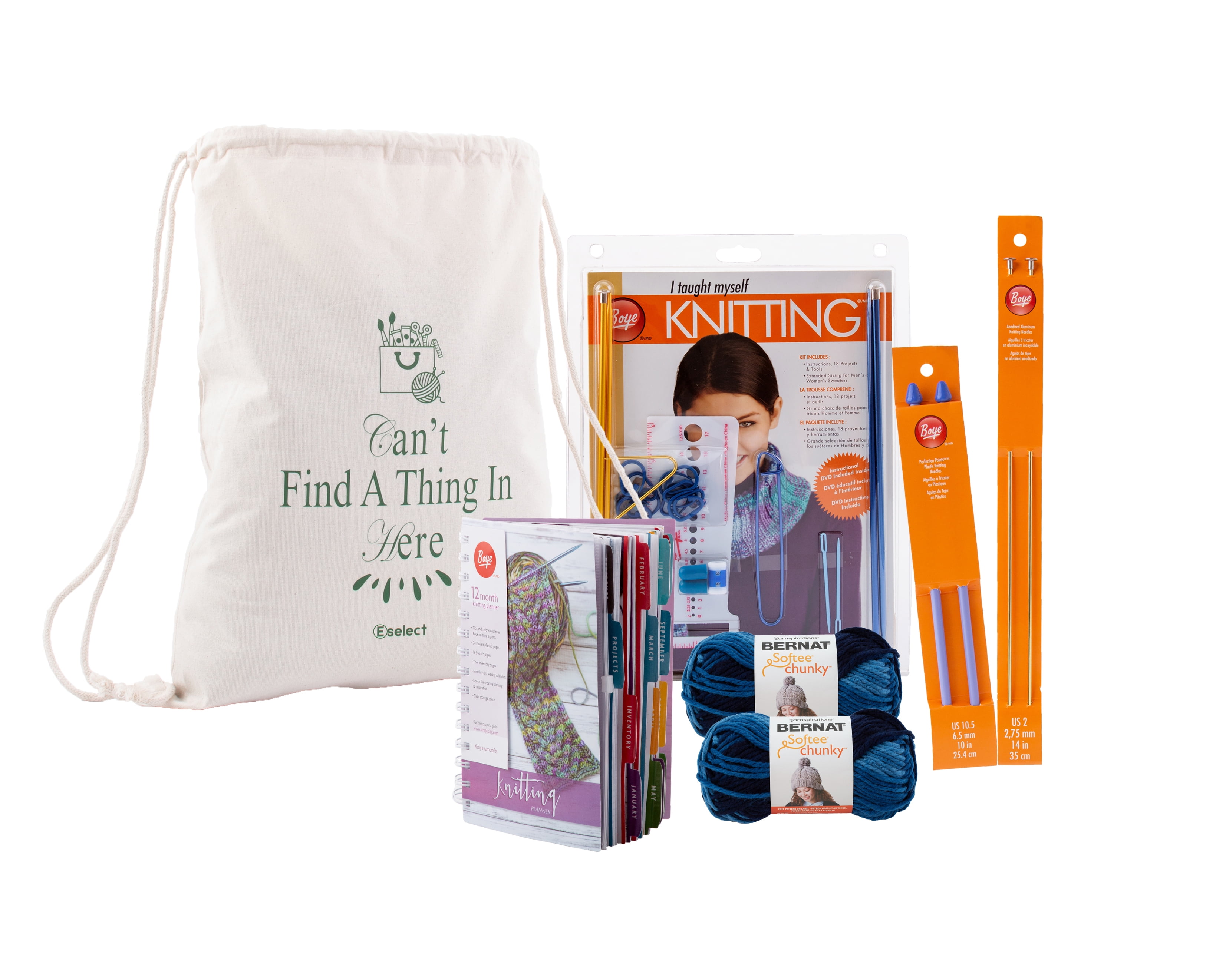 Eselect Knitting Bundle for Beginners - Boye Teach Yourself to Knit Kit ...