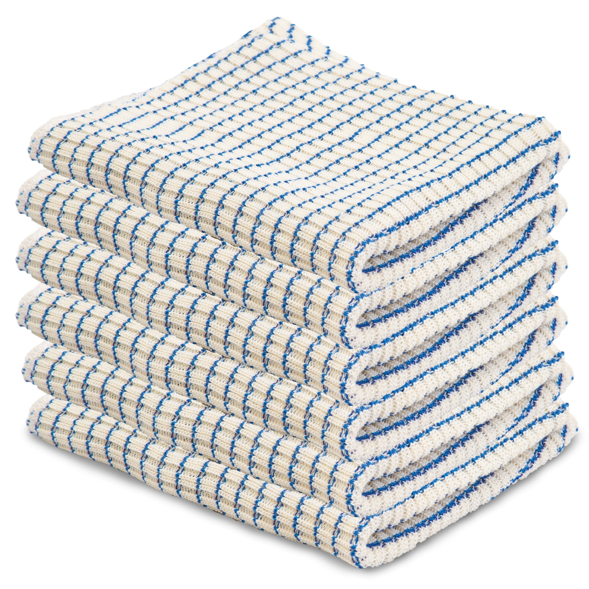 Eselect World's Best Dish Cloths - Set of 6 Blue Cotton-Poly Waffle ...