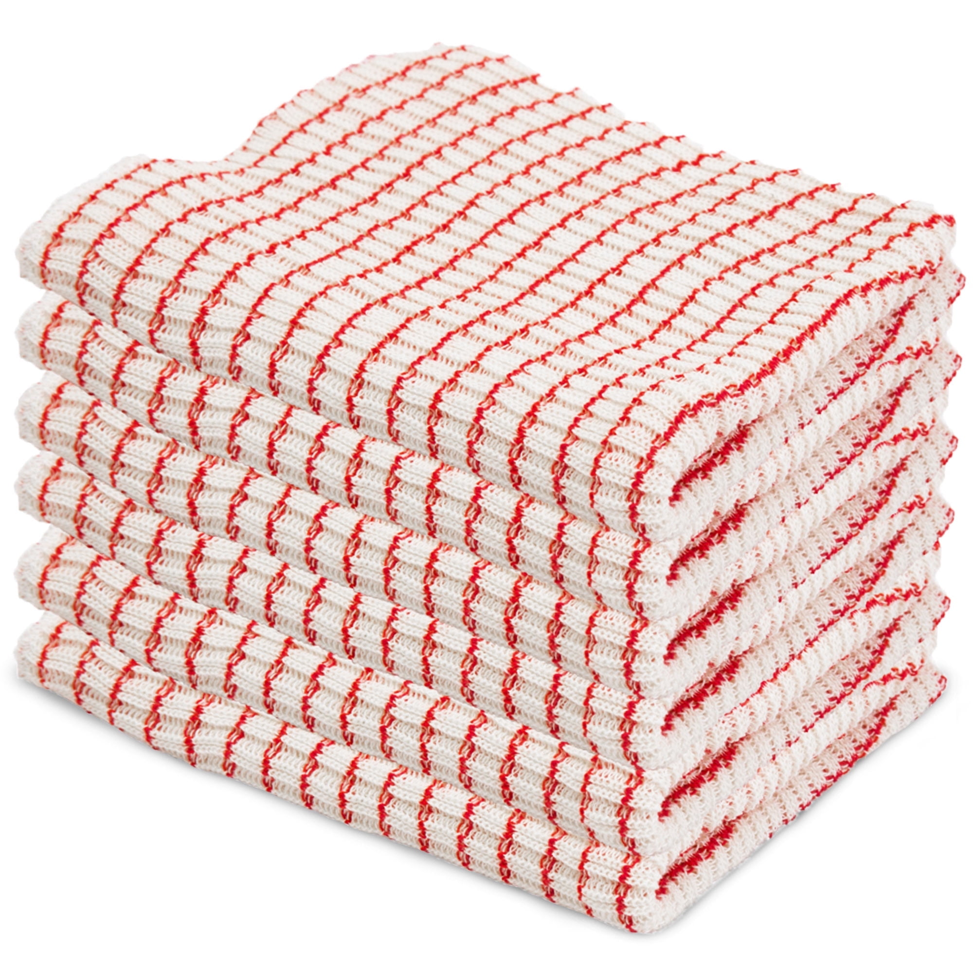 Eselect World's Best Dish Cloths - Set of 6 Red Cotton-Poly Waffle ...