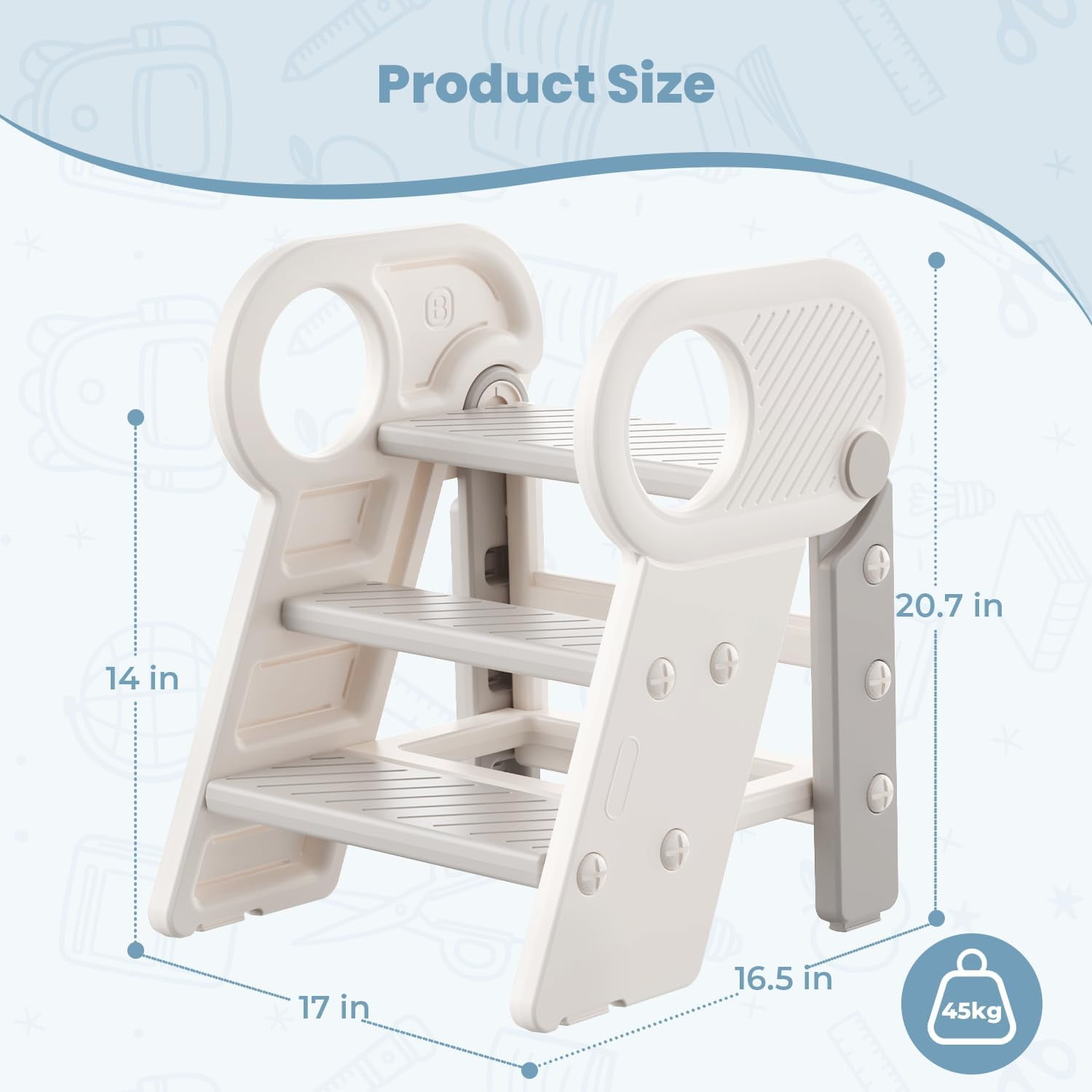 Esemoil Toddler Step Stool for Bathroom Sink, Adjustable 3 Step Stop ...