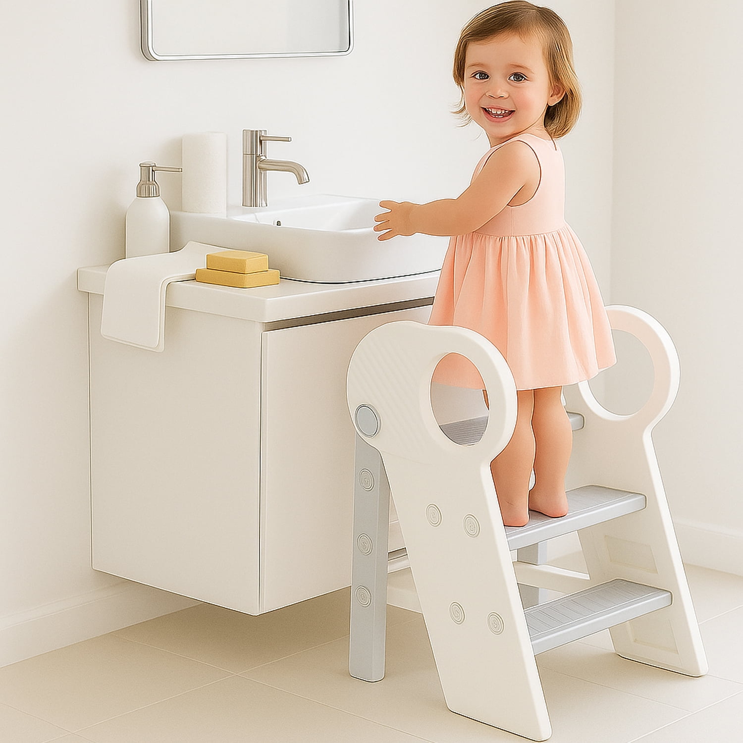 Esemoil Toddler Step Stool for Bathroom Sink, Bathroom 3 Step Stool for ...