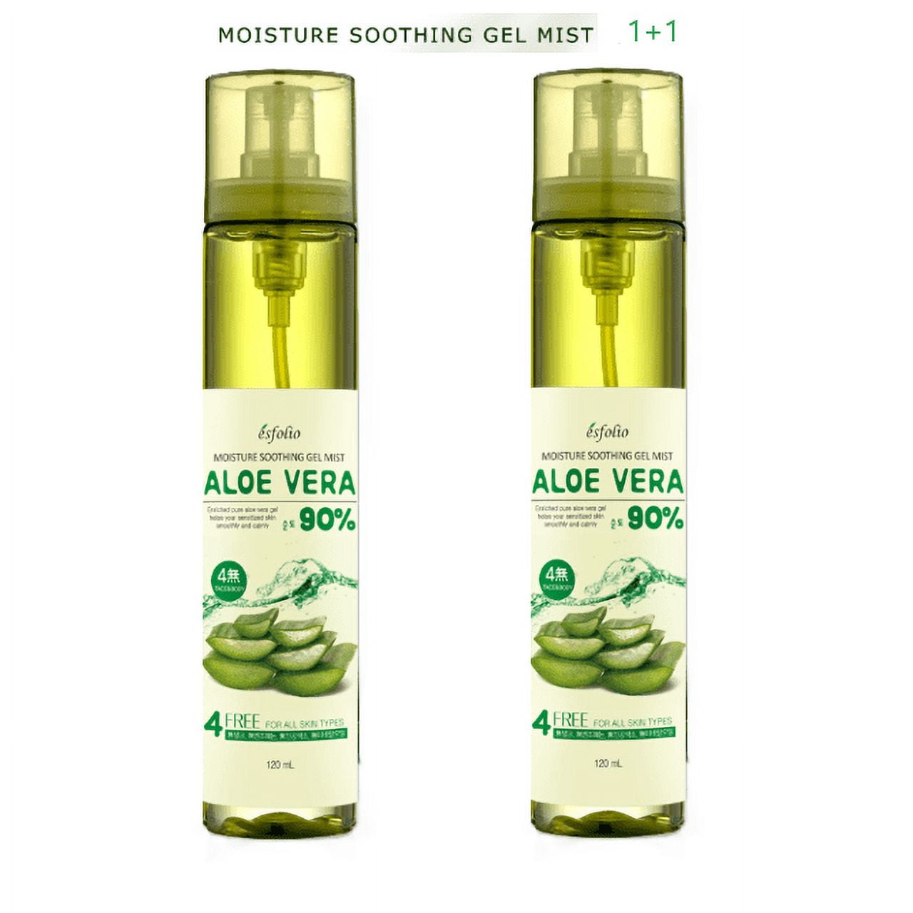 esfolio, 90% Aloe Vera Moisture Soothing Gel Mist, 120 mL, 2 Pack ...