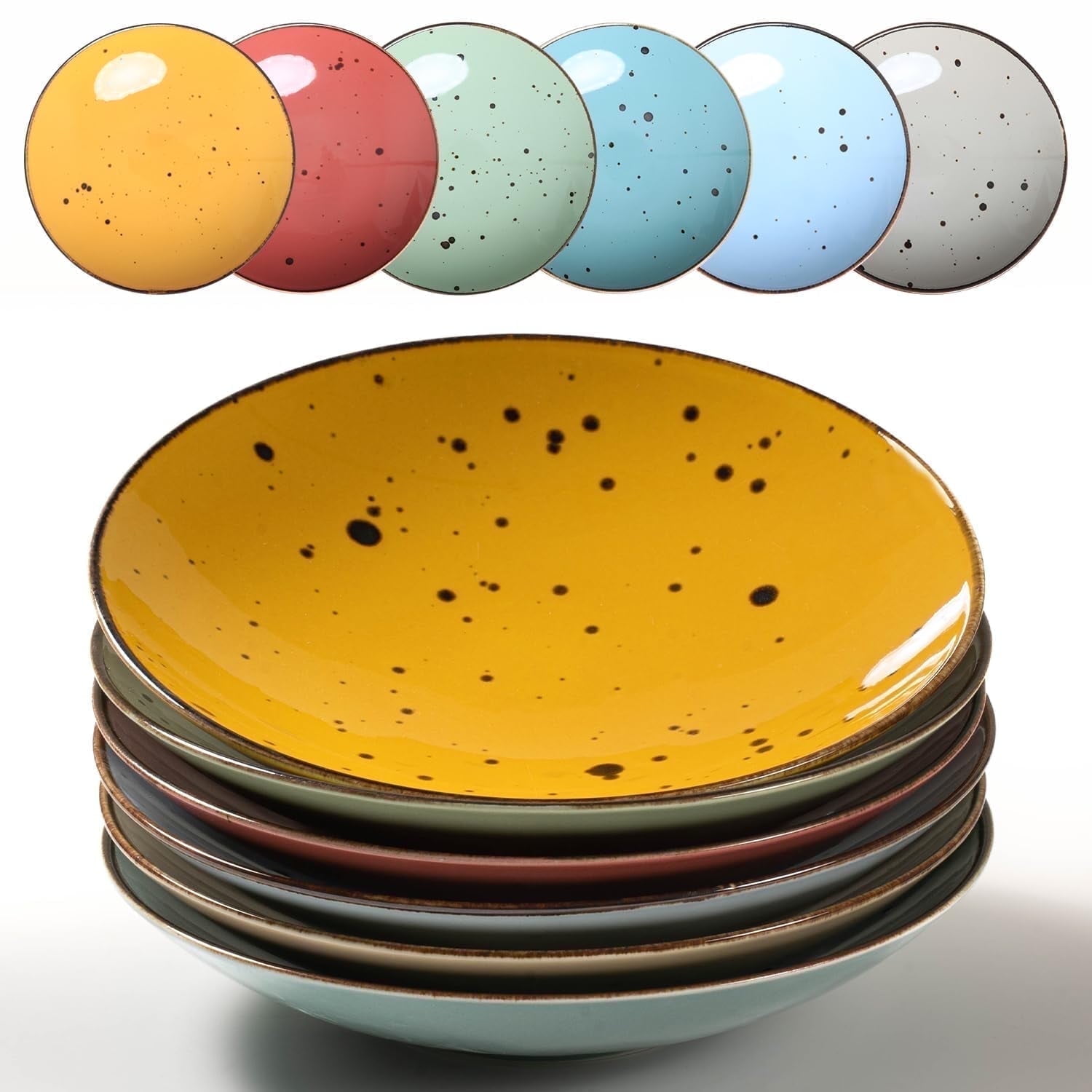 Esfour Ceramics 8.1 Inch Serving Bowls - Set of 16 Oz Large Pasta Salad ...