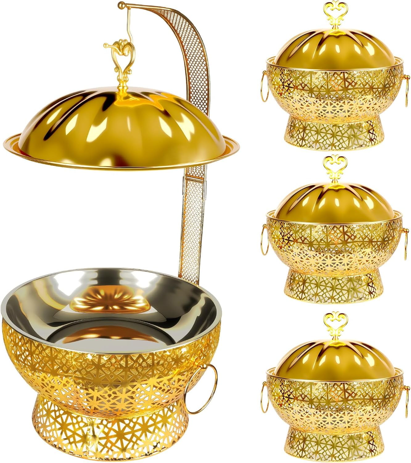 Esheno 4 Piece Round Stainless Steel Chafing Dish Set Complete Buffet ...