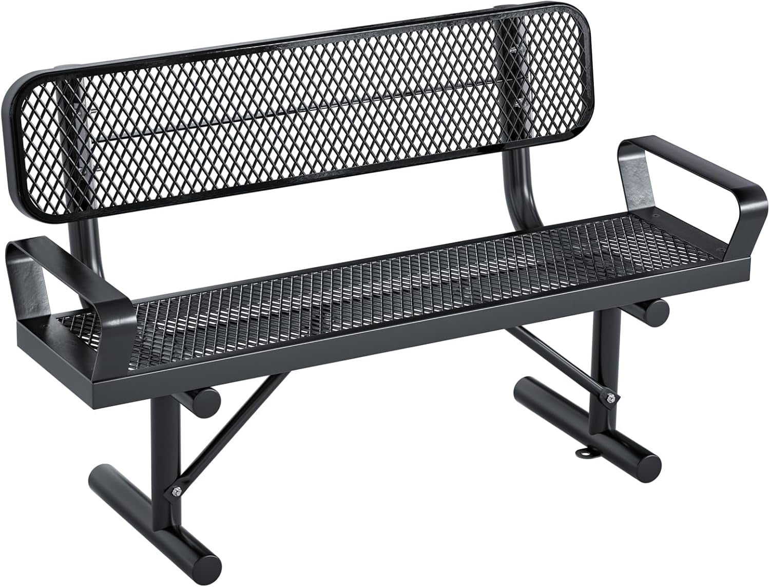 Esheno 4 ft Heavy Duty Park Bench Steel with Armrests Backrest Expanded ...