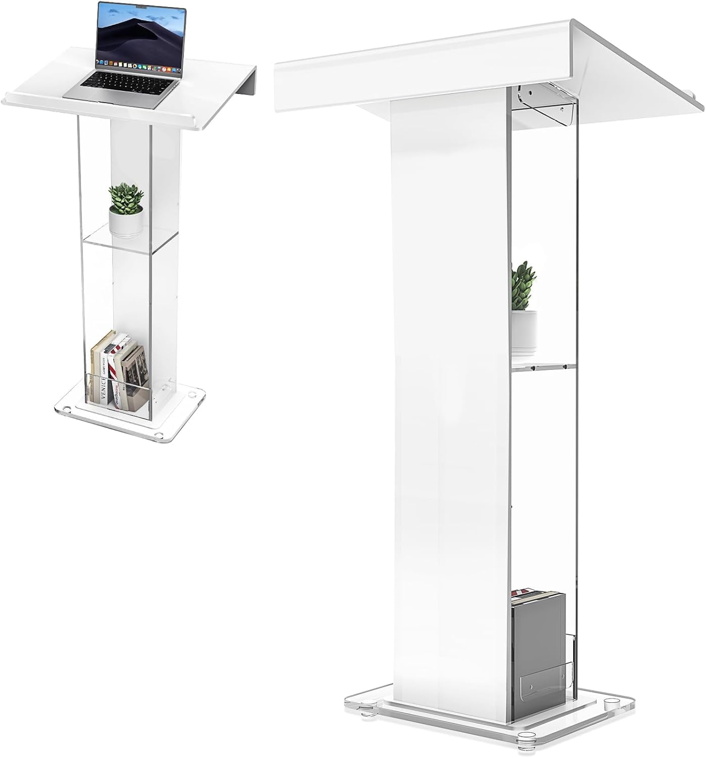 Esheno Church Pulpit with Storage Shelf 41.3 inch Ultra Clear Acrylic ...
