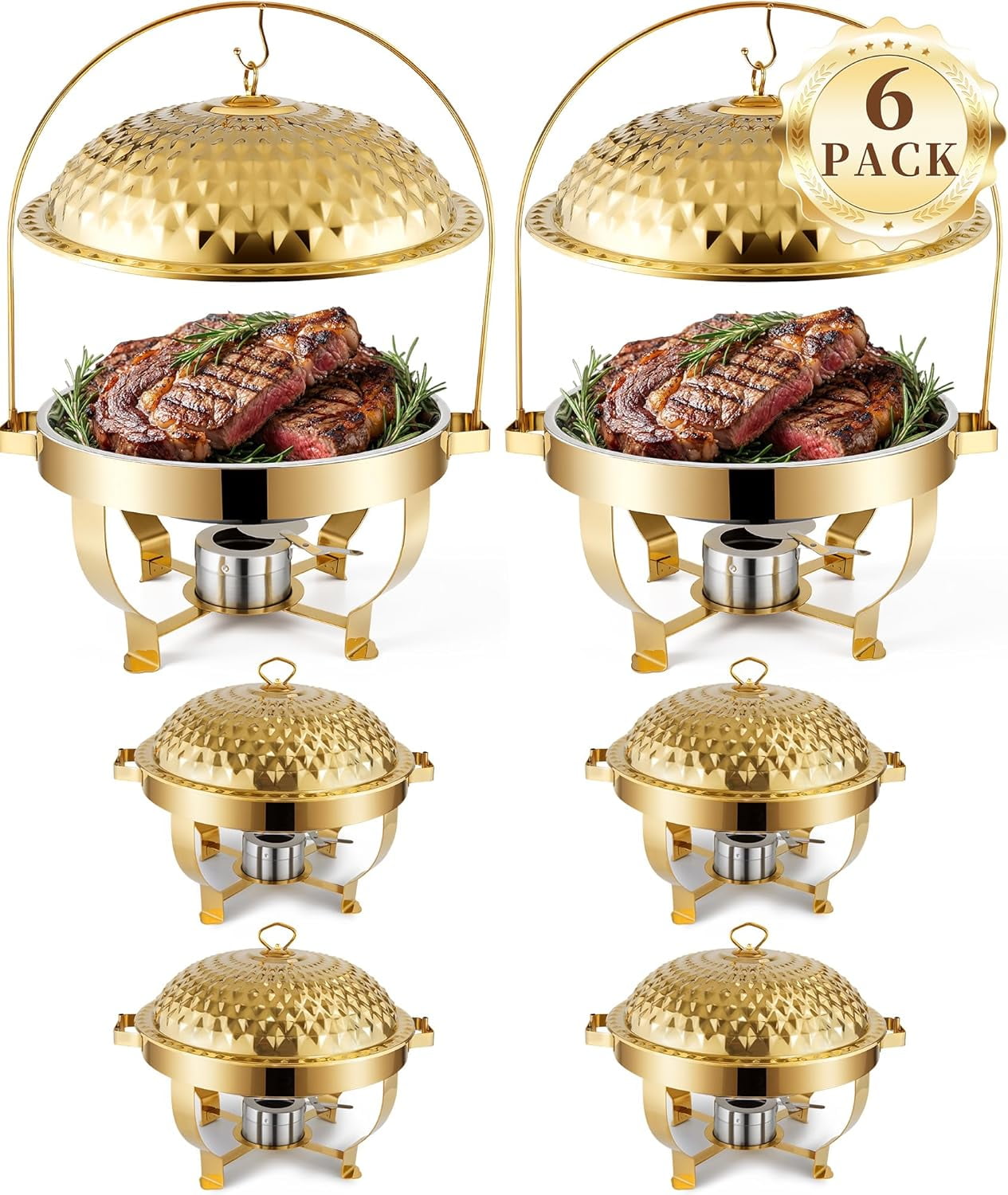 Esheno Chafing Dish Set 8QT Gold Stainless Steel Commercial Grade with ...