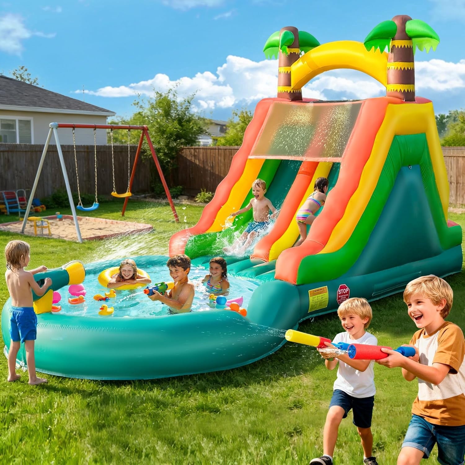 Esheno Commercial Grade Inflatable Water Slide 22FT Heavy Duty PVC with ...