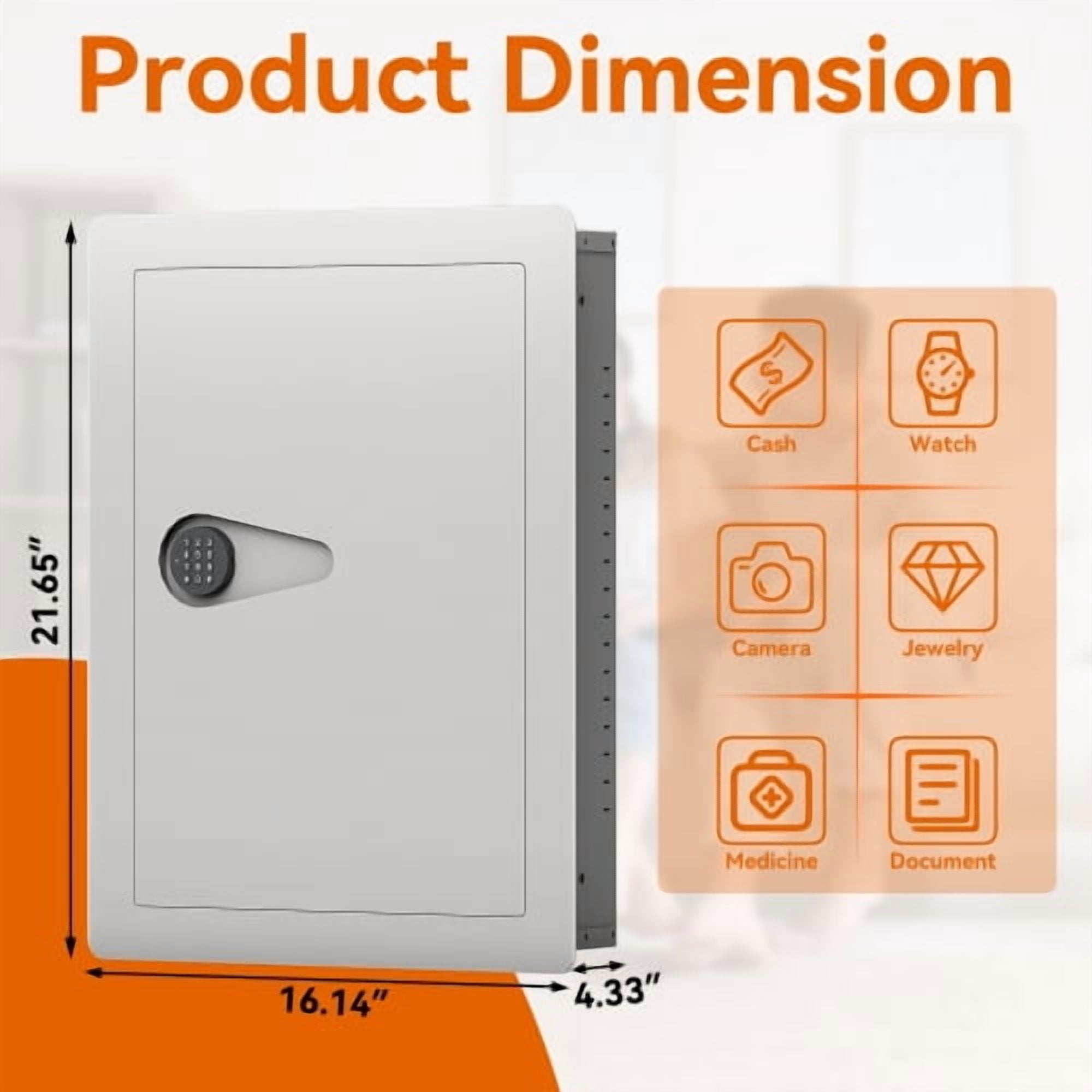 Esheno Digital Wall Hidden Safe Flat Electronic Steel Keypad Heavy Duty ...