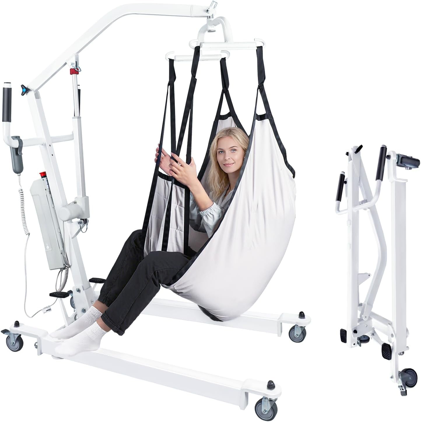Esheno Electric Foldable Lift with Sling Adjustable Sit to Stand Chair ...