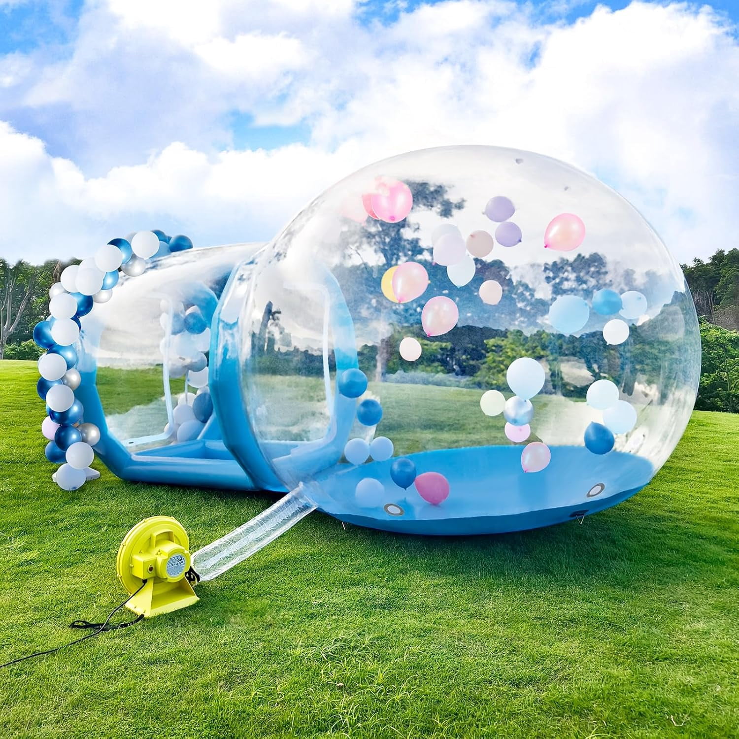 Esheno Inflatable Bubble House 10 ft Clear PVC Dome with Tunnel and Air ...