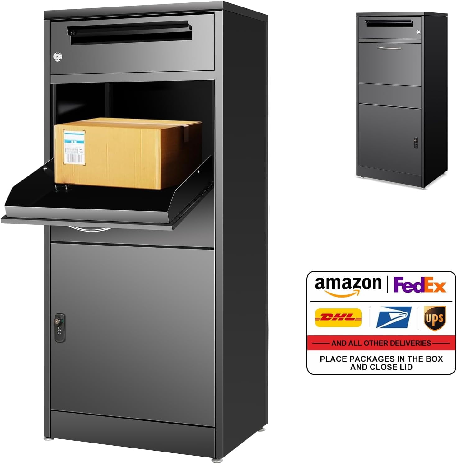 Esheno Locking Parcel Drop Box 19.7x14.4x44.8 inch Ultra Large Package ...