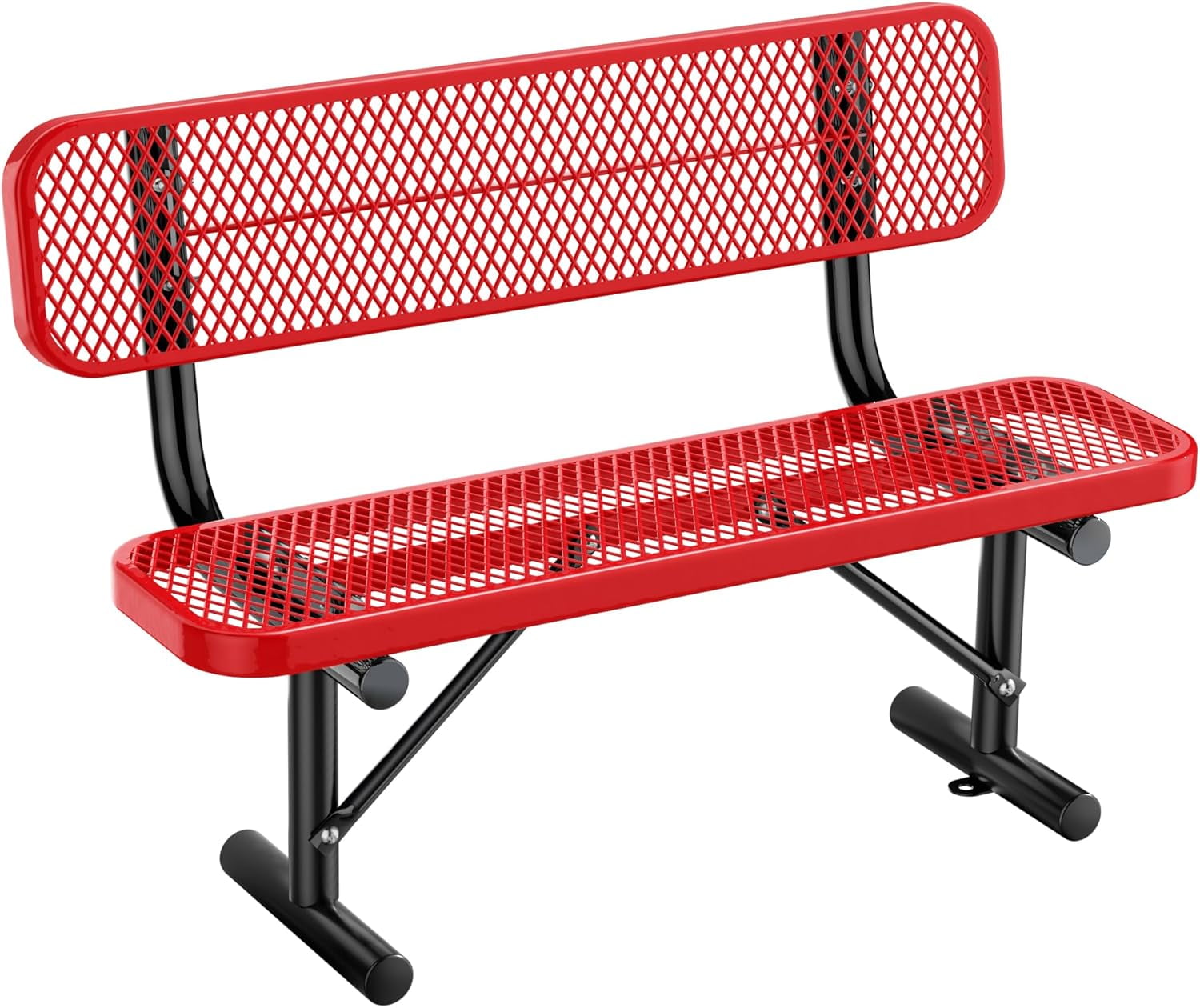 Esheno Park Bench Cast Iron Frame Expanded Metal W Backrest for Outdoor ...