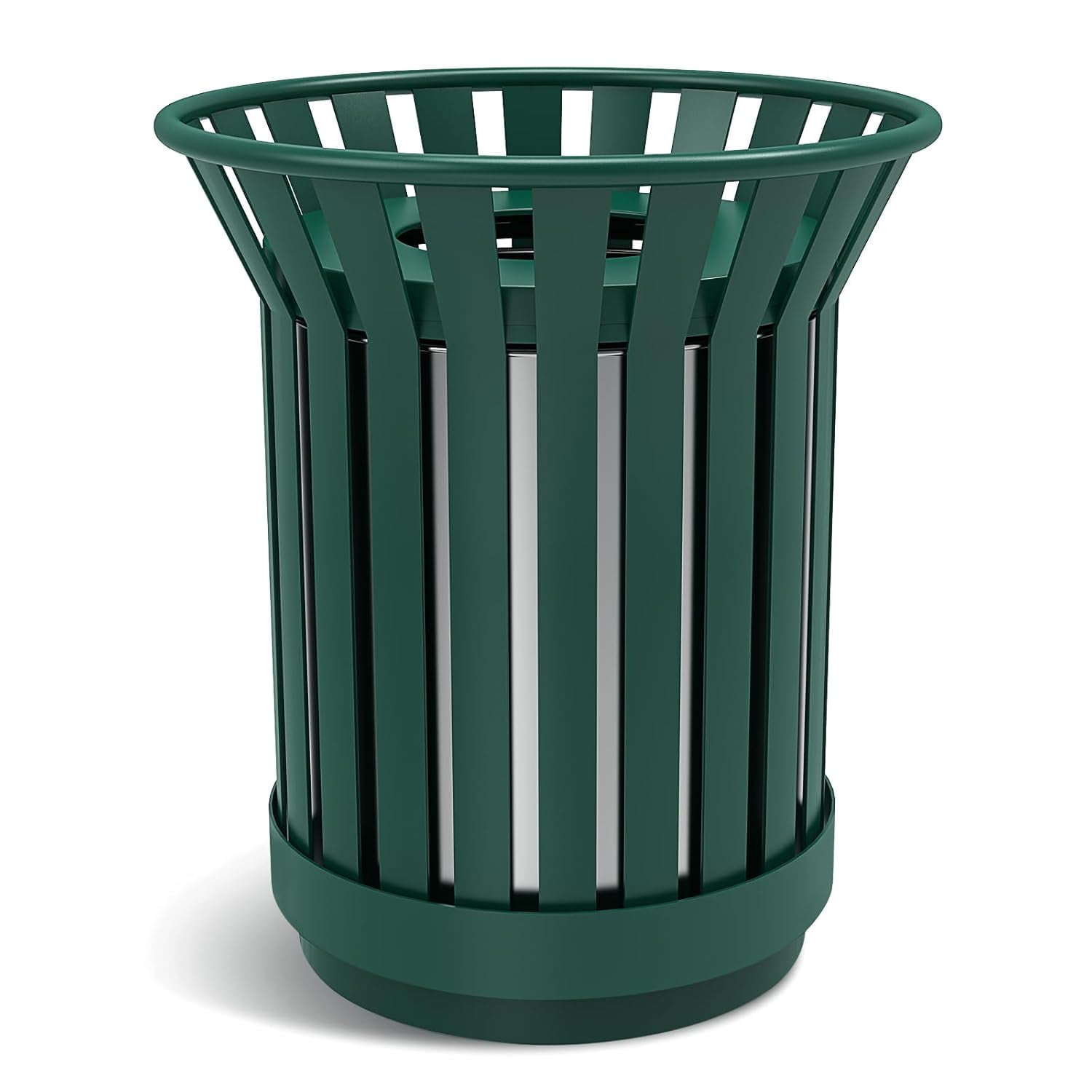 Esheno Round Heavy Duty Outdoor Trash Can Large Metal Slatted Garbage ...
