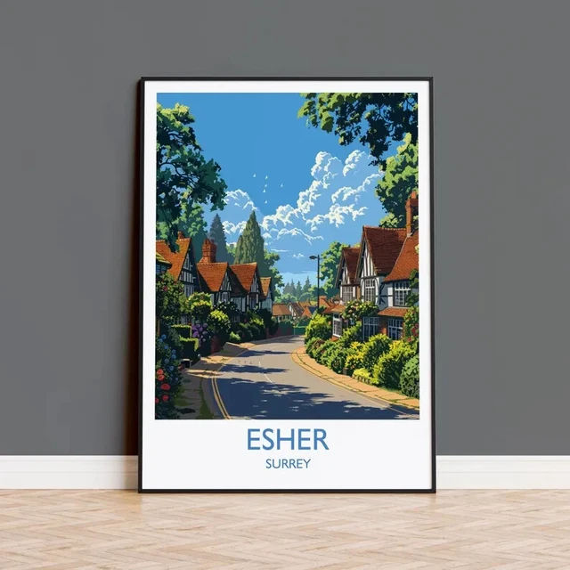 Esher Travel Print, Travel Poster Of Esher, Surrey Poster, Esher Art ...