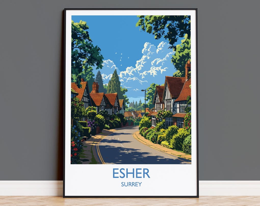 Esher Travel Print, Travel Poster Of Esher, Surrey Poster, Esher Art ...