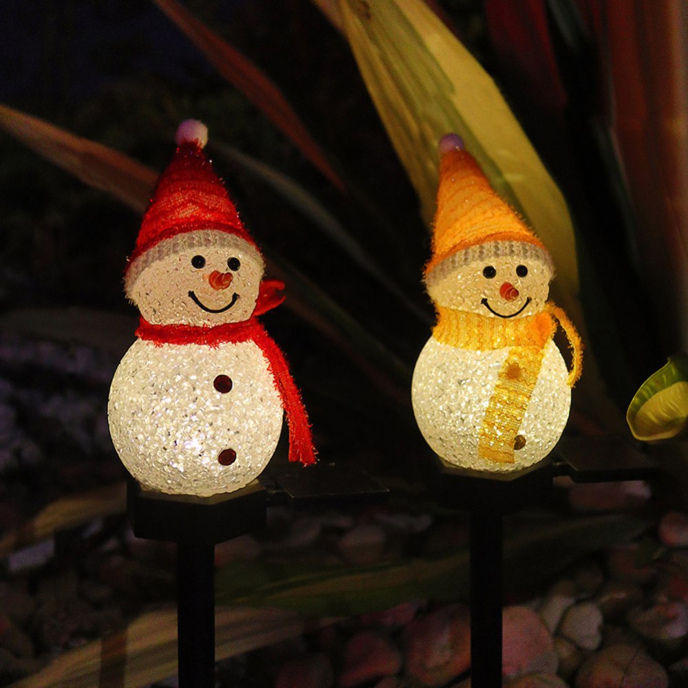 Esho 1/4Pcs Small Solar Christmas Snowman Decorative Lights, Outdoor ...