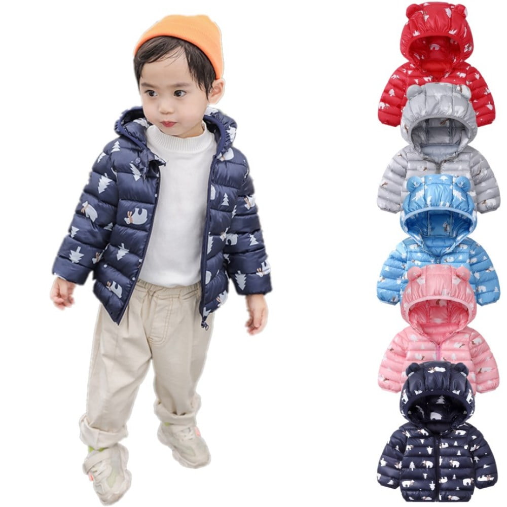 Esho 12M-5T Toddler Girls Boys Winter Cartoon Hooded Coats Jackets Kids Warm Puffer Coat ...