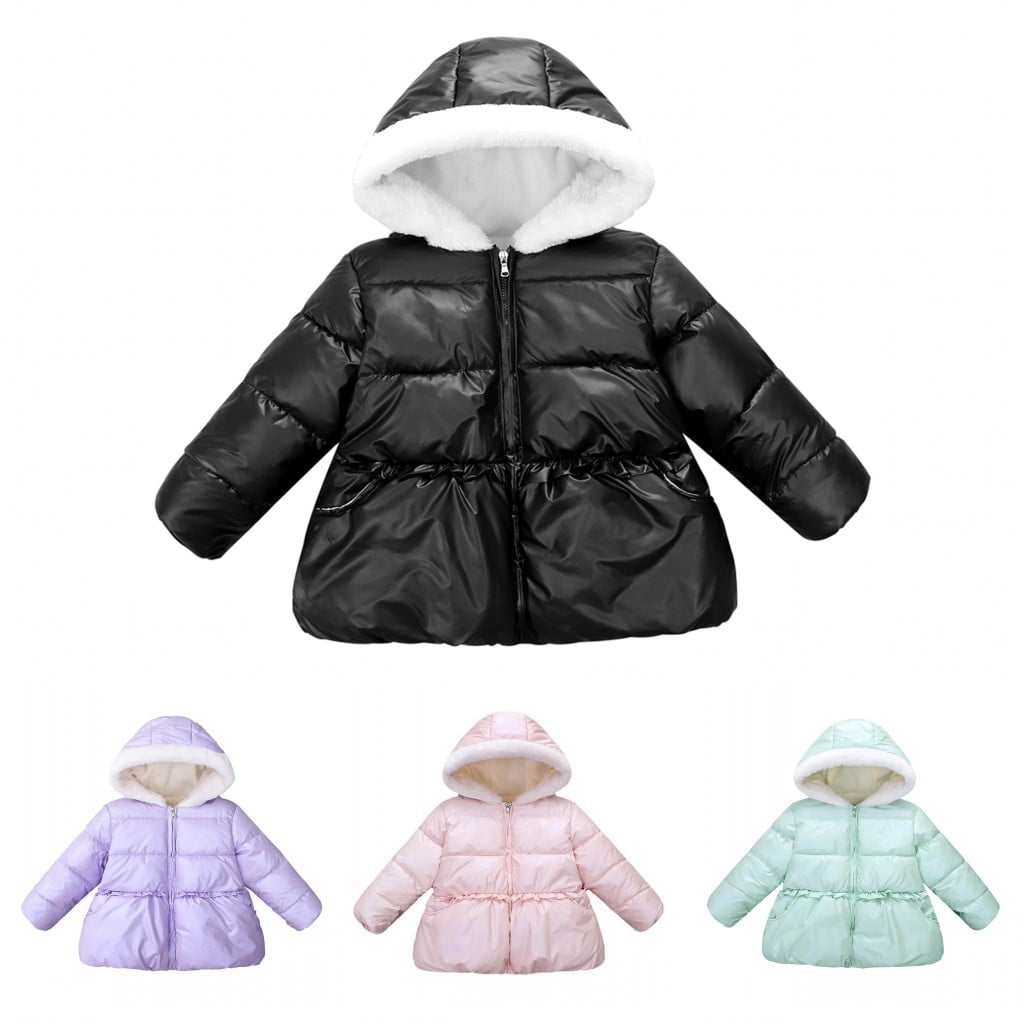 Esho 12M-6T Toddler Girls Winter Fleece Coats & Jackets Kids Padded Hooded Puffer Coat Outwear ...
