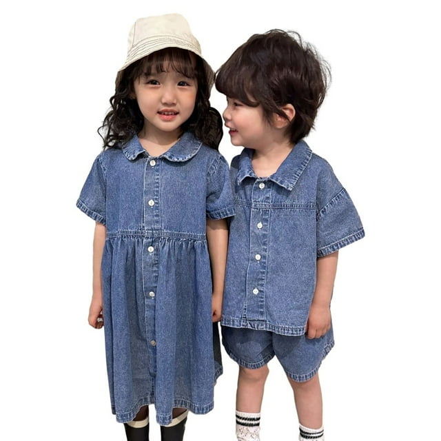 Esho 12M-9T Brother & Sister Matching Kids Outfits Set Girls Button ...