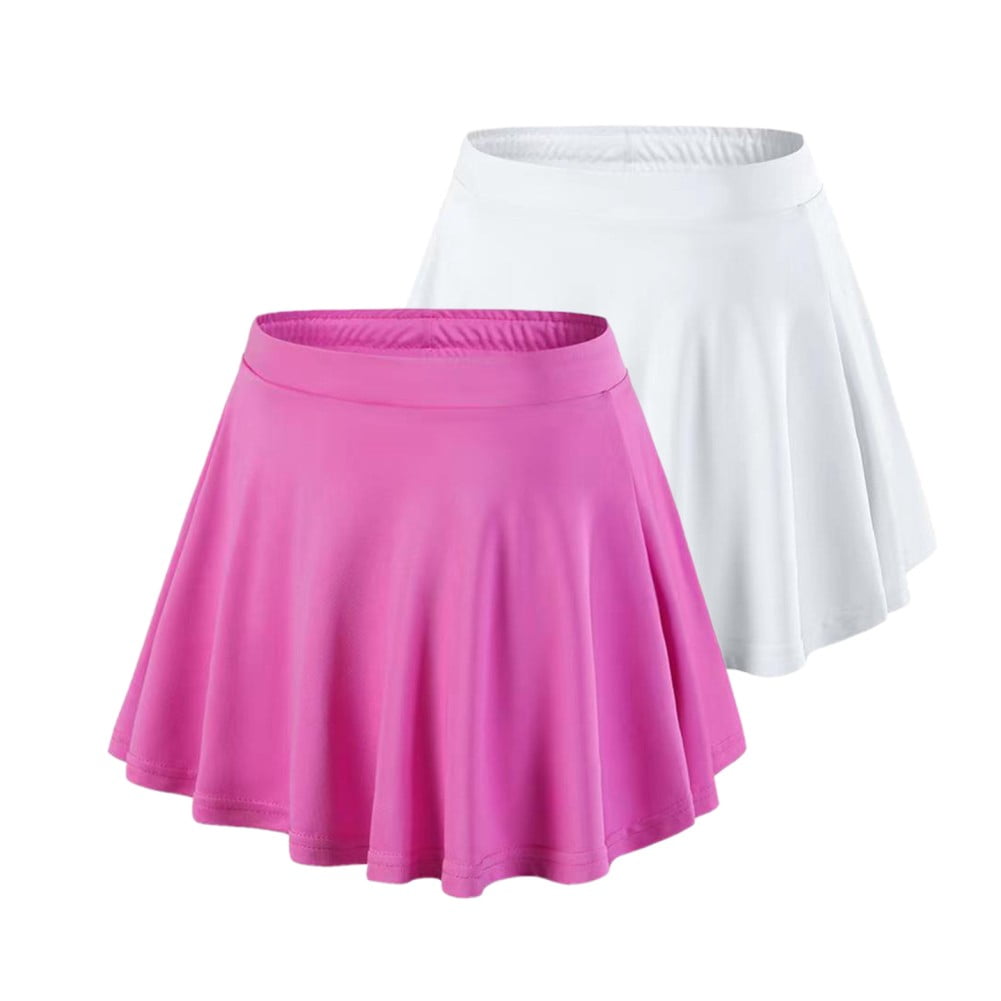 Esho 2 Pack Girls Casual Mini Skirts with Liner, Teens Kids Athletic ...