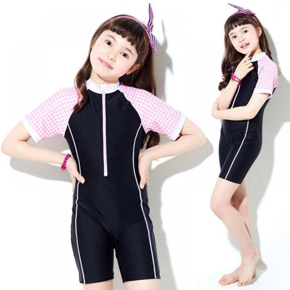 Esho 2Pcs Little Girls Summer One Piece Rashguard Swimsuit+Swim Hat ...