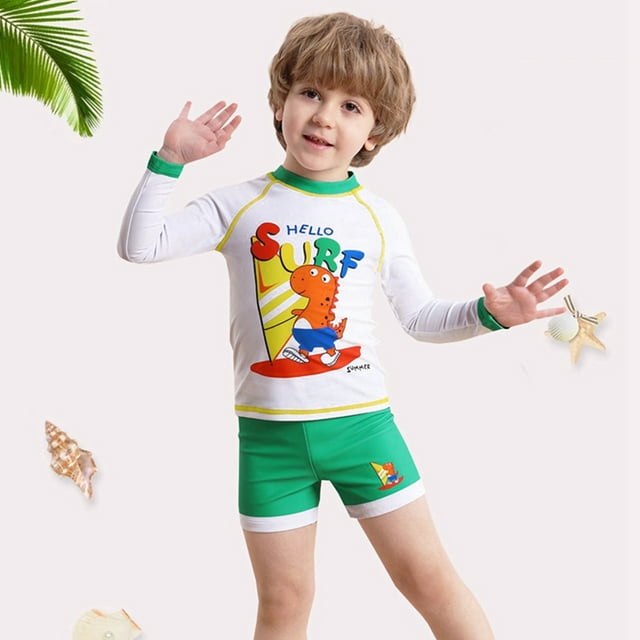 Esho 2Pcs Toddler Boys Rash Guards Swimsuit Set Long Sleeve Cartoon ...
