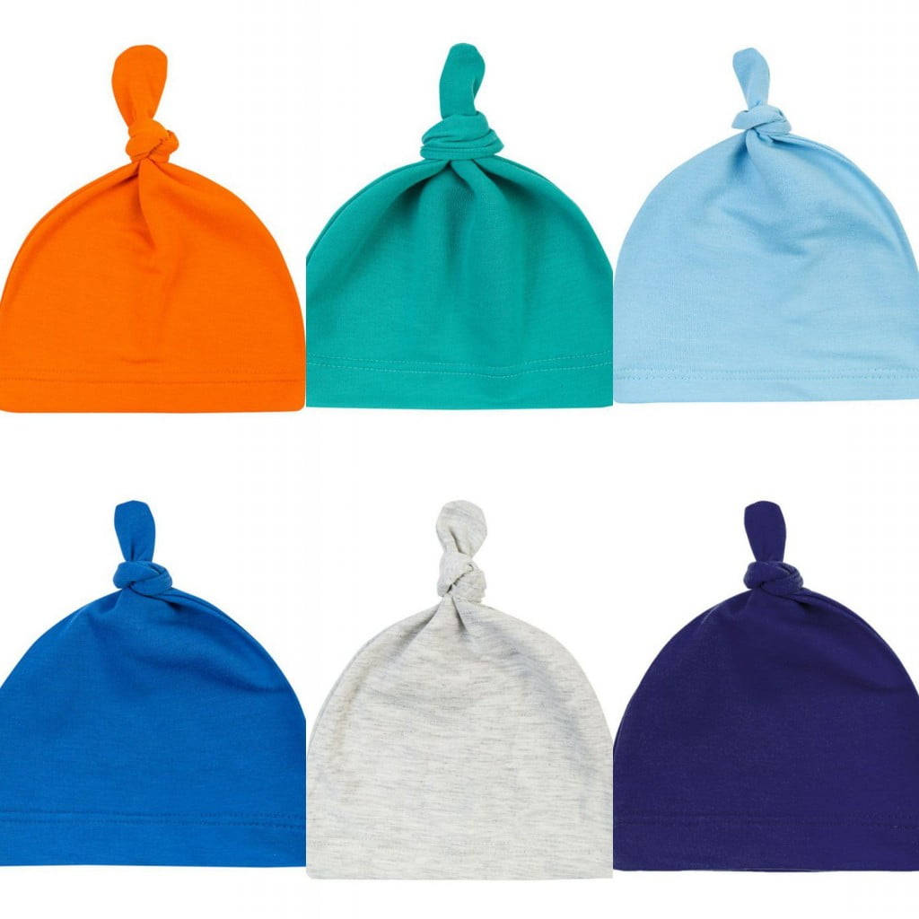 Esho 6 Pack Toddler Beanie Caps Newborn Baby Boys Girls Cotton Knotted ...
