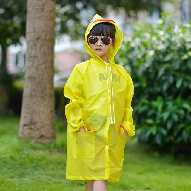 Esho Lightweight Children's Water-Resistant Cartoon Raincoat with Hood for Boys and Girls, 3-8Y ...