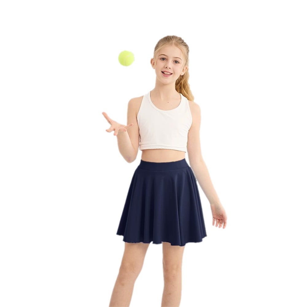 Esho Girls Casual Mini Skirts with Liner, Teens Kids Athletic Solid ...