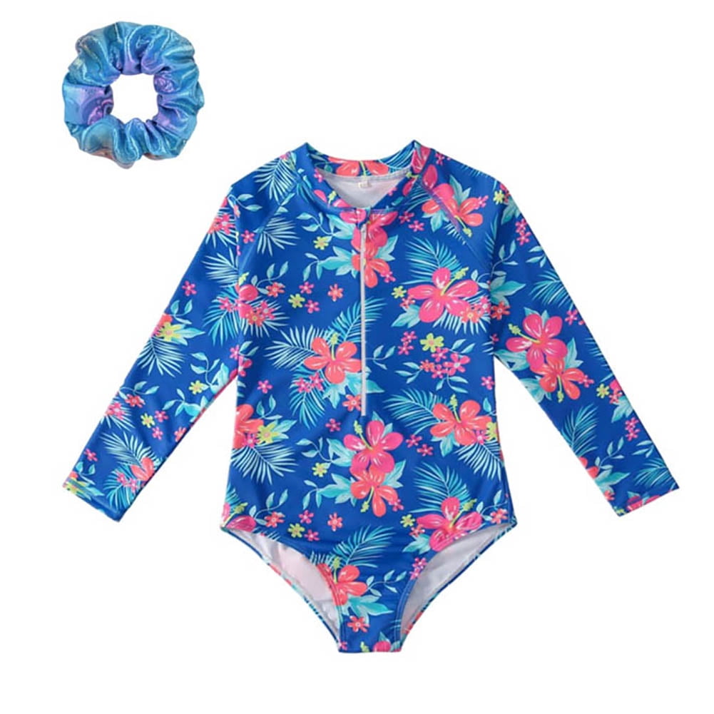 Esho Girls Long Sleeve One-Piece Swimsuit Kids Beach Swimming Bathing ...
