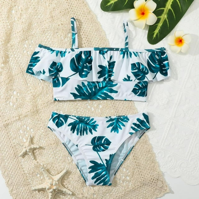 Esho Girls Summer Bikinis Swimsuit Floral Bathing Suit Swimwear, 2 Pieces, Size 7-12 Years ...