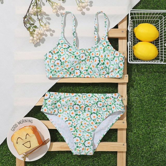 Esho Girls Summer Bikinis Swimsuit Floral Bathing Suit Swimwear, 2 Pieces, Size 7-12 Years ...