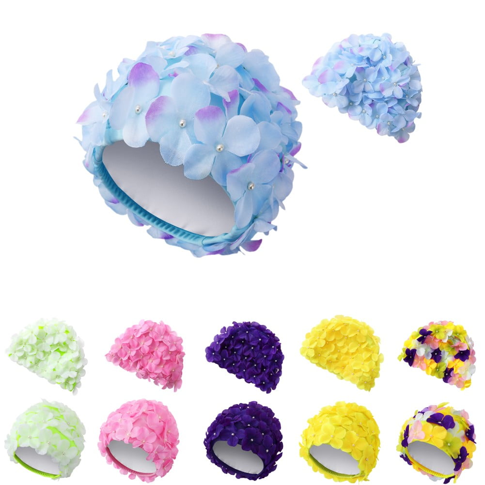 Esho Girls Swim Hats Teenager Big Girls Retro Style Swimming Cap 3D ...