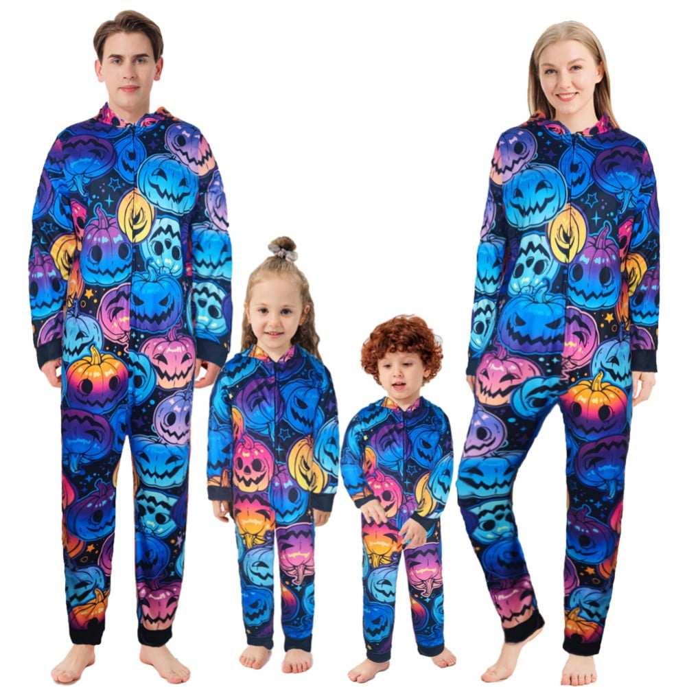 Esho Halloween Matching Family Pajamas Sets Hooded Jumpsuits One-Piece ...